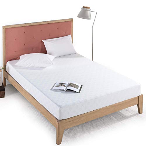 Zinus Florence Metal Platform Bed Frame, White, Twin & 8 Inch Gel-Infused Green Tea Memory Foam Mattress / Cooling Gel Foam / Pressure Relieving / CertiPUR-US Certified / Bed-in-a-Box, Twin