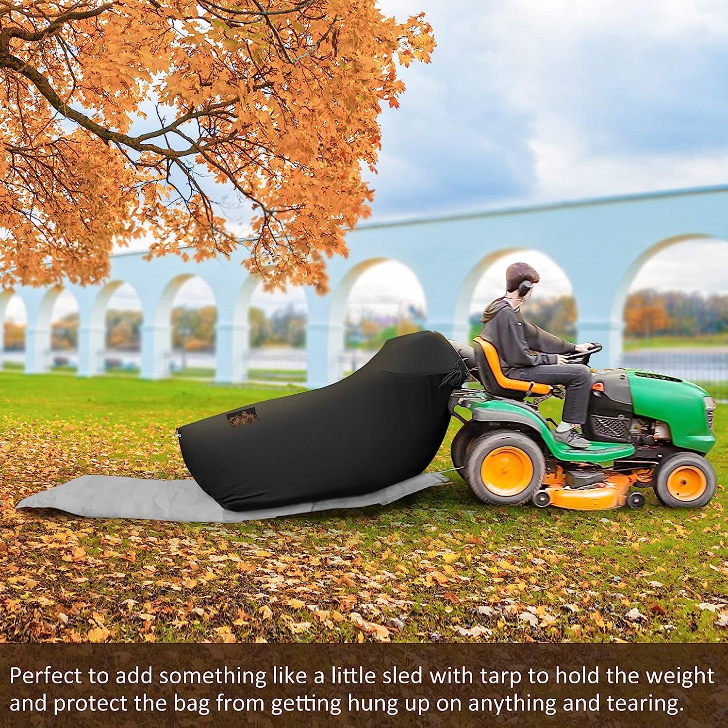 Keeswin Lawn Tractor Leaf Bag Grass Catcher Bag, 78.7 x 51.1 Inch Leaf Bag with Large Capacity for Fast Leaf Collection, Heavy Duty Material Fits for Most Riding Lawn Mowers