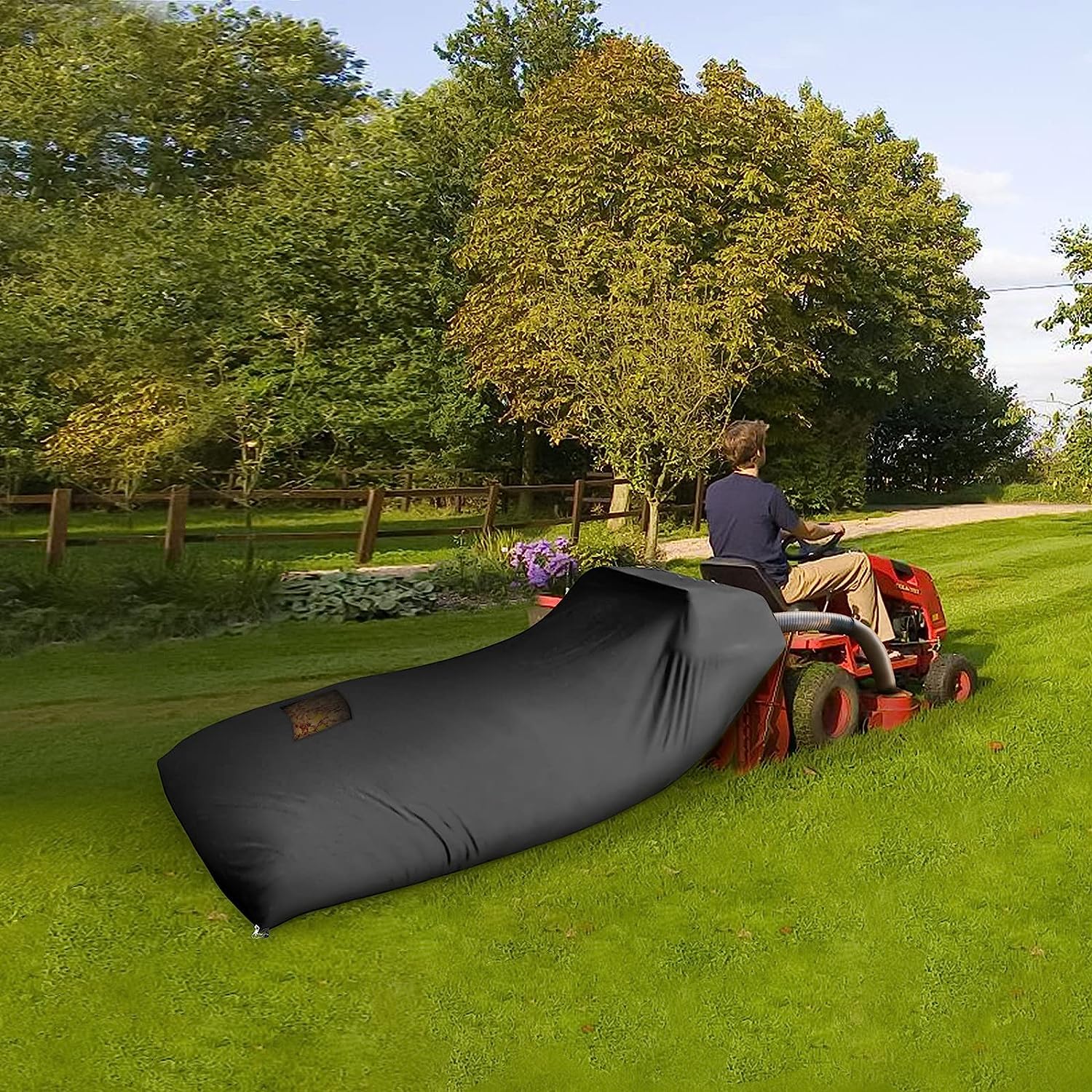 Keeswin Lawn Tractor Leaf Bag Grass Catcher Bag, 78.7 x 51.1 Inch Leaf Bag with Large Capacity for Fast Leaf Collection, Heavy Duty Material Fits for Most Riding Lawn Mowers