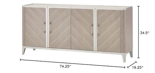 Michael Amini Lanterna Poplar Wood & Acrylic Sideboard in Silver Mist/Beige