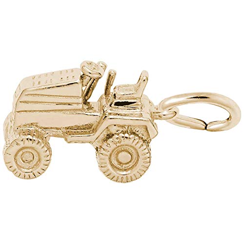 Rembrandt Charms Riding Lawn Mower Charm, Gold Plated Silver