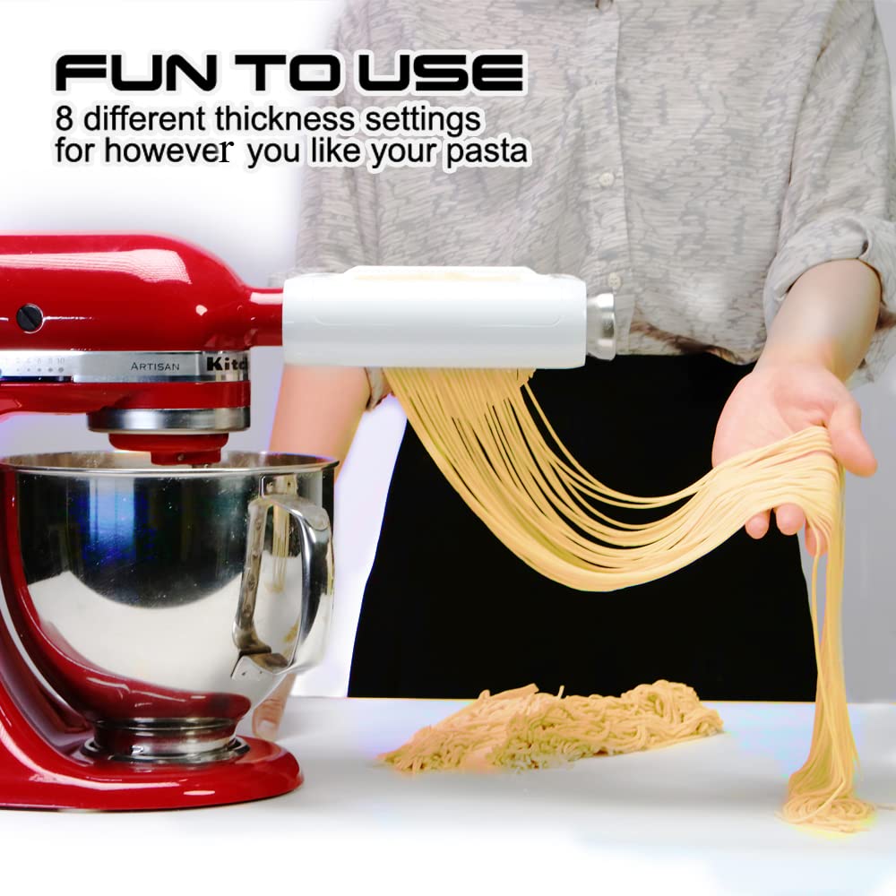 KitchenAid 3 in 1 Pasta Maker Set - Pasta Roller & Spaghetti/Fettuccine Cutter Attachments (White)