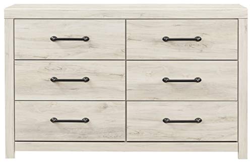 Signature Design by Ashley Cambeck Farmhouse Industrial 6 Drawer Dresser, Whitewash