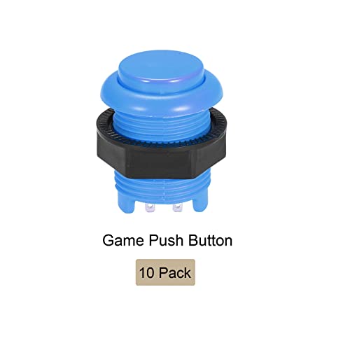 Rebower Momentary Game Push Button Switches Game Small Button [for Arcade Video Game] -M28/Blue/10 Pcs