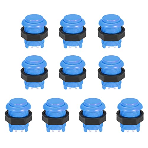 Rebower Momentary Game Push Button Switches Game Small Button [for Arcade Video Game] -M28/Blue/10 Pcs