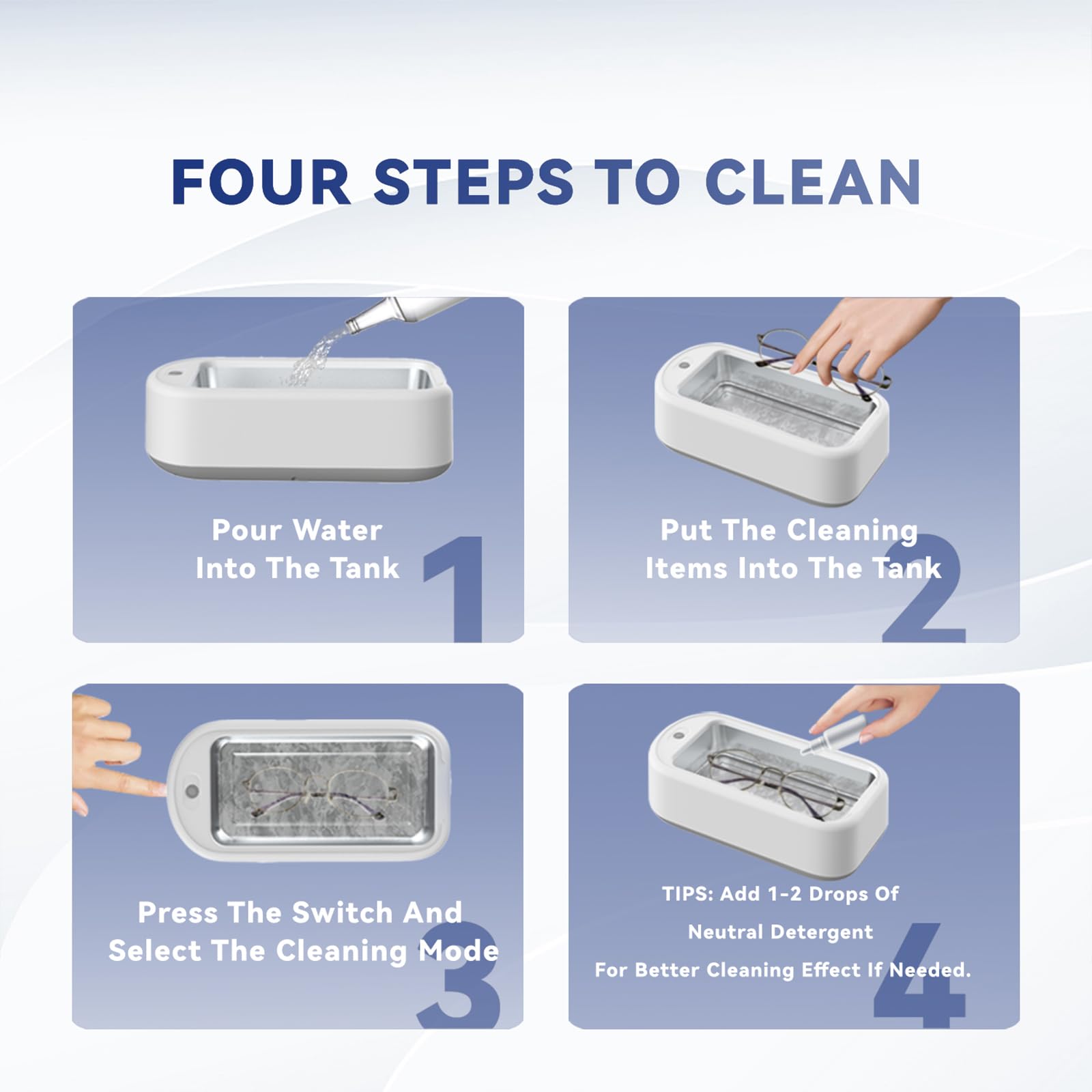 UltrasoniJewelry Cleaner, 40W 640ML Portable Household Professional Ultrasonic Eyeglasses Cleaning Machine with Timer,Ring Glasses Watches Denture Clean