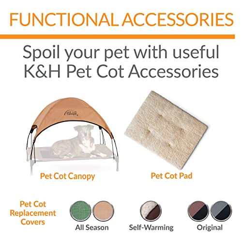 K&H PET PRODUCTS Original Bolster Pet Cot Elevated Pet Bed with Removable Bolsters Charcoal/Black Mesh Large 30 X 42 X 7 Inches