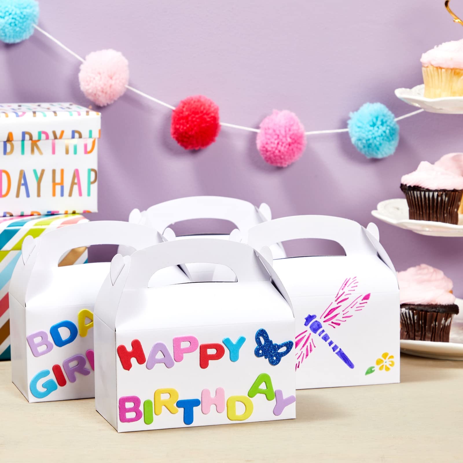 24 Pack White Gable Boxes for Party Favors, Goodies & Treats, Kids Birthday & Wedding, 6.2 x 3.5 x 3.5 In