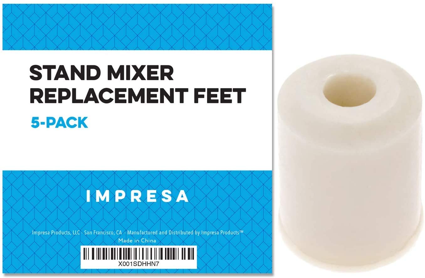 IMPRESA 5-Pack Rubber Mixer Feet Compatible with KitchenAid Stand Mixers – Replacement for 4161530 & 9709707 Foot