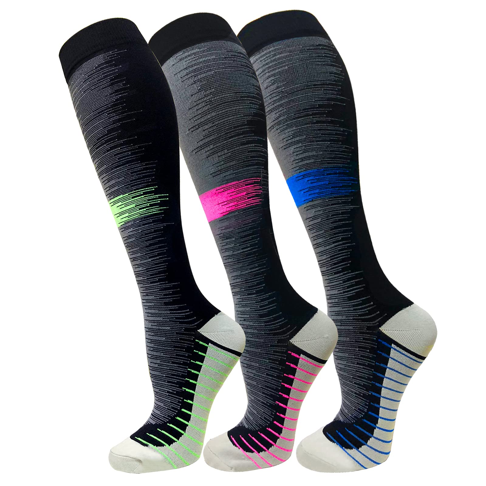 FuelMeFoot 3 Pack Copper Compression Socks - Compression Socks Women & Men Circulation - Best for Medical,Running,Athletic