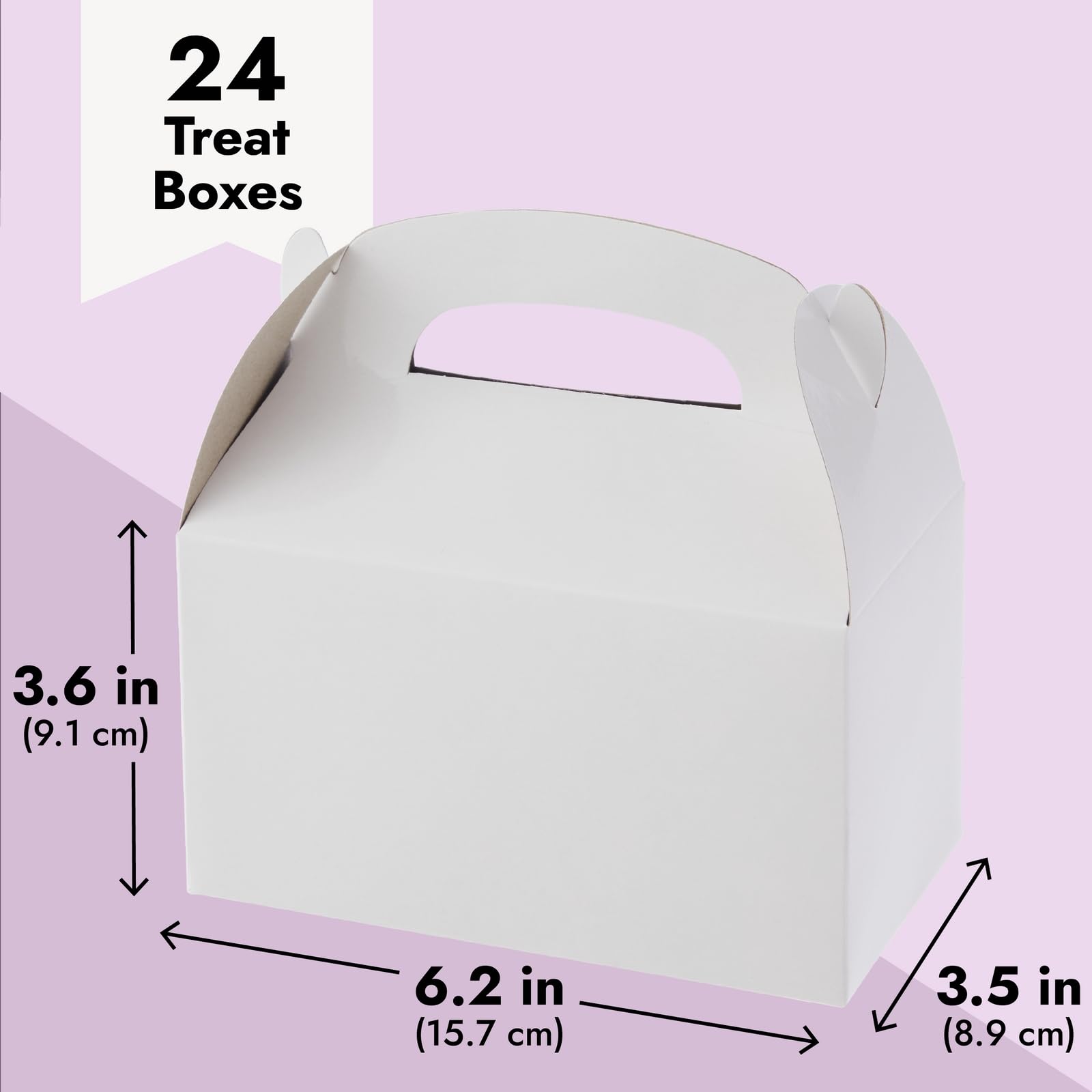 24 Pack White Gable Boxes for Party Favors, Goodies & Treats, Kids Birthday & Wedding, 6.2 x 3.5 x 3.5 In
