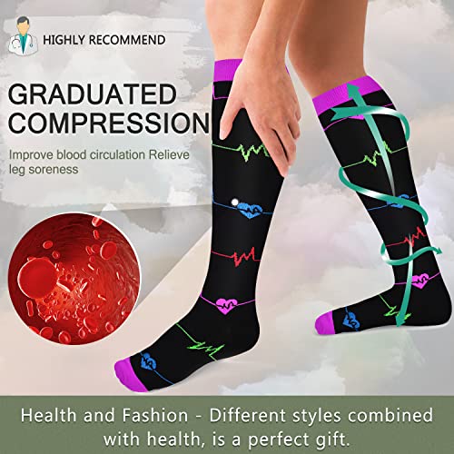 FuelMeFoot Compression Socks For Women Men - 20-30mmHg Best for Circulation,Running,Nurse, Hiking, Pregnancy,Sports,Travel
