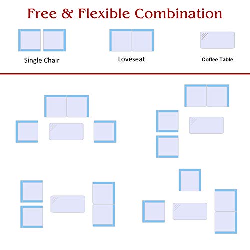 Tangkula 4 Pieces Patio Furniture Set, All Weather Outdoor Sectional Rattan Sofa Set with Cushions & Tempered Glass Table, Wicker Conversation Couch Set for Backyard Garden Poolside