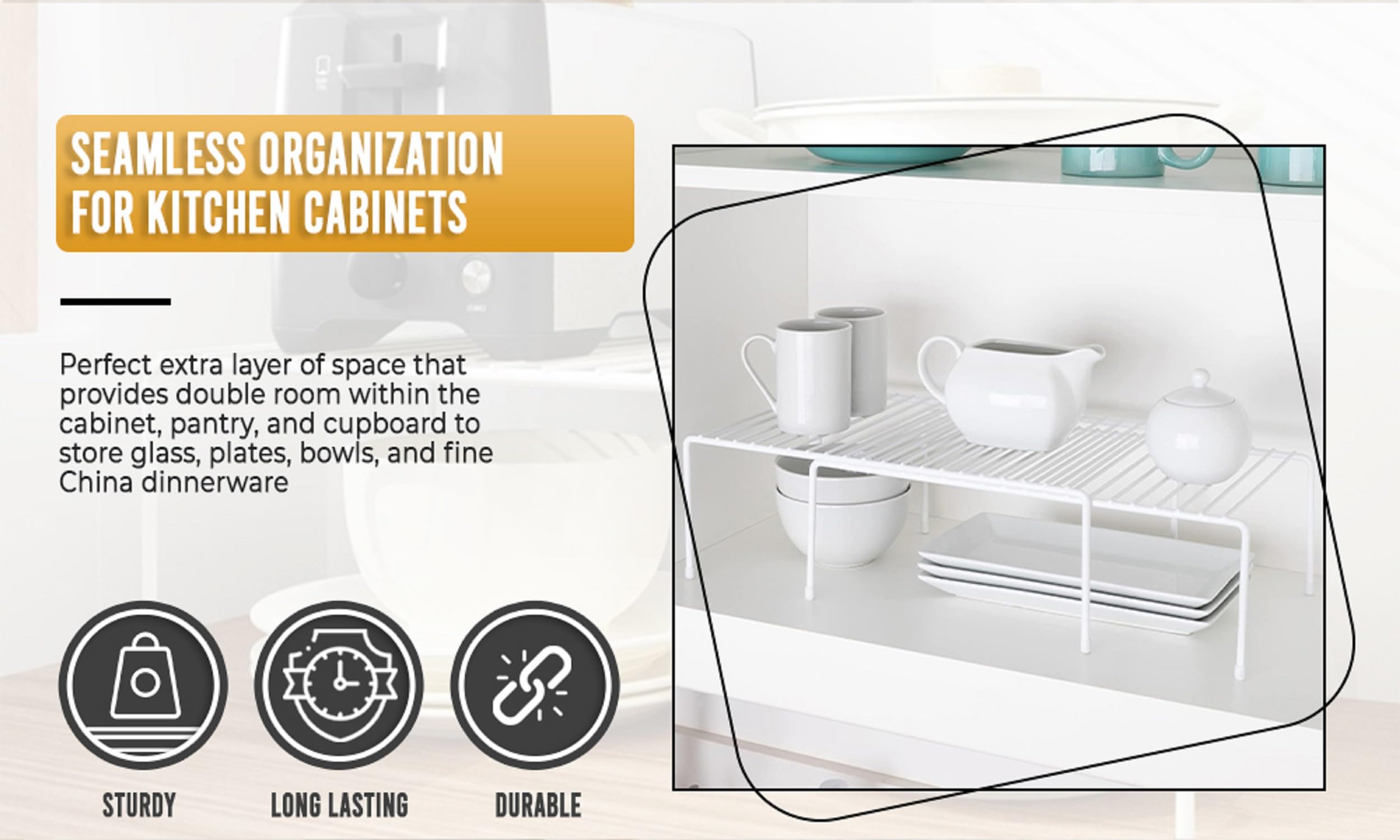 Ybm Home Wire Cabinet Helper Shelf Organizer, White 2554 (1, 12 in. L x 10 in. W x 5 in. H)