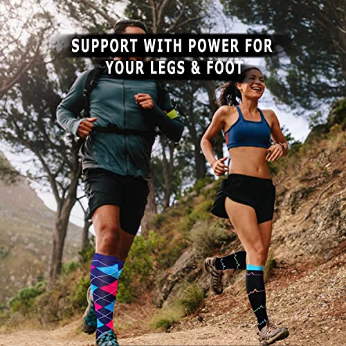 FuelMeFoot Compression Socks For Women Men - 20-30mmHg Best for Circulation,Running,Nurse, Hiking, Pregnancy,Sports,Travel