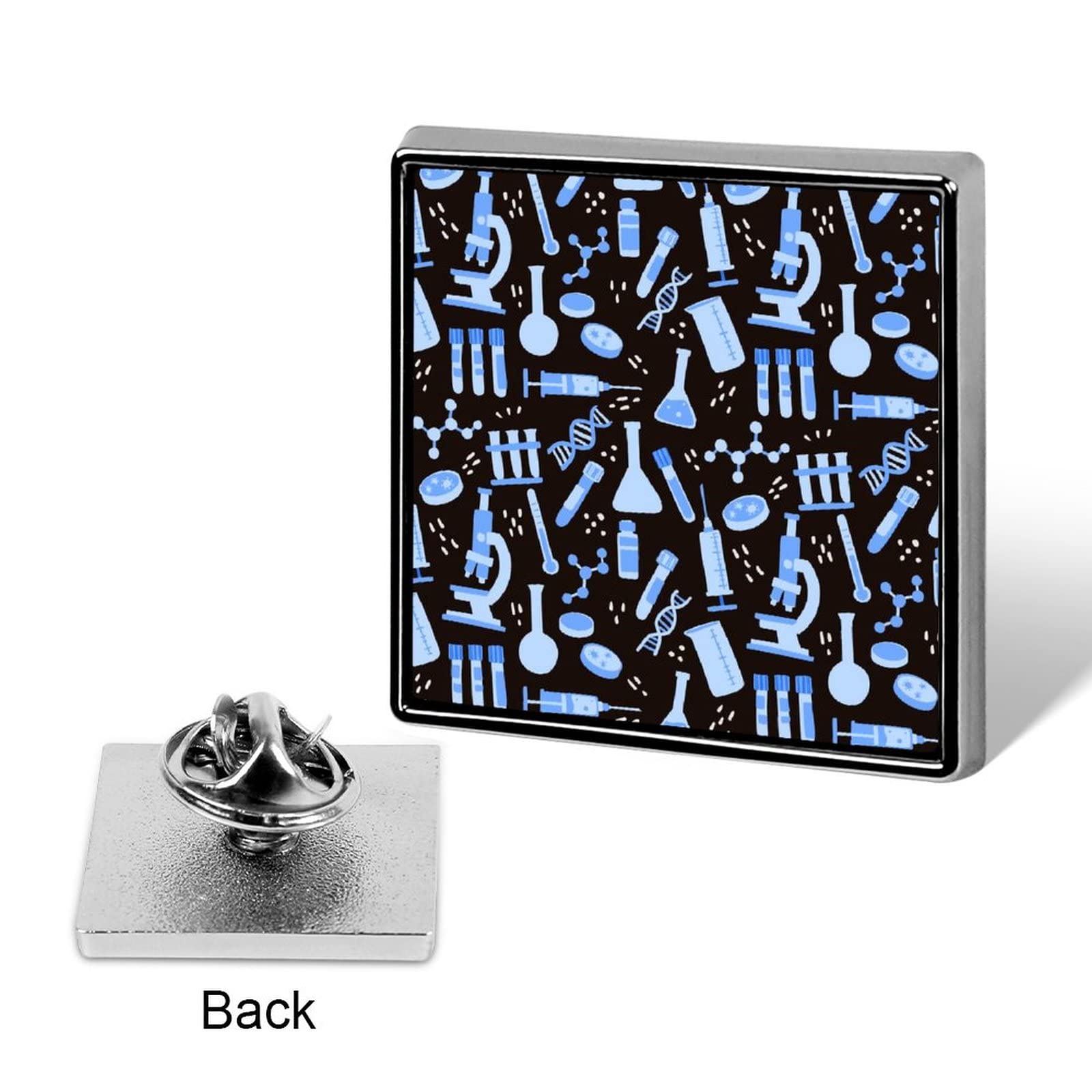 Medical Lab Tools Science Square Badge Metal Button Badge Decorative Button Brooch Lapel Pins