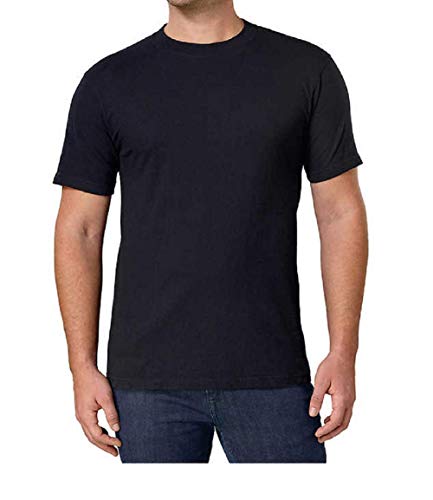 Kirkland Men's Crew Neck White T-Shirts 100% Combed Heavyweight Cotton Pack of 6 (Large, Black)