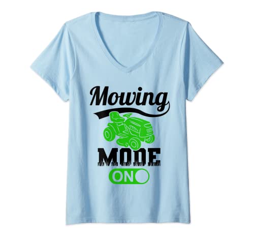Womens Lawn Mower Lawn Tractor Grass Cutting Lawn Mowing V-Neck T-Shirt