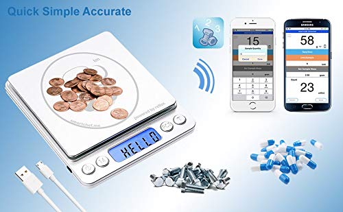 Lab Scale, Pill Counting Tray, Yarn Scale, 500g / 0.01g Precision, Analytical Balance, Wireless, Weight Recording, Data CSV Export, USB Rechargeable, Portable, Accurate, Metal Stainless Steel