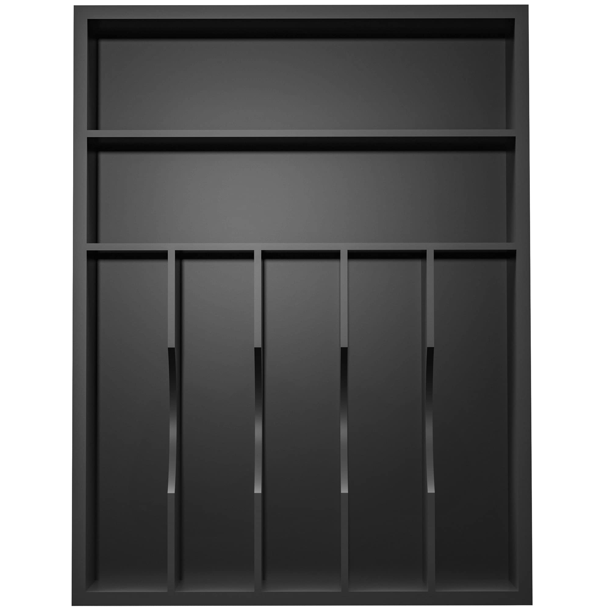 WUSHIZHUHUN Utensil Organizer Silverware Drawer Organizer - 7 Slots Bamboo Silverware Tray For Kitchen Cutlery Office Supplies Makeup Desk Storage Garage Tool Organization W13”x L17” (Black)