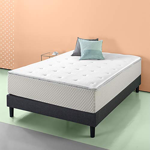 ZINUS 1.5 Inch Green Tea Pressure Relief Memory Foam Mattress Topper with Fitted Cover for Mattresses 12 Inches and under, Queen, White