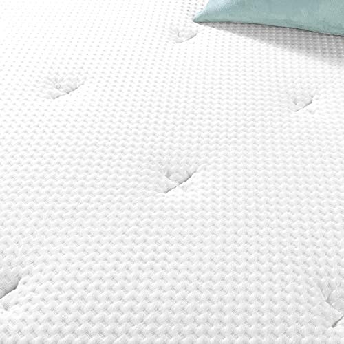 ZINUS 1.5 Inch Green Tea Pressure Relief Memory Foam Mattress Topper with Fitted Cover for Mattresses 12 Inches and under, Queen, White