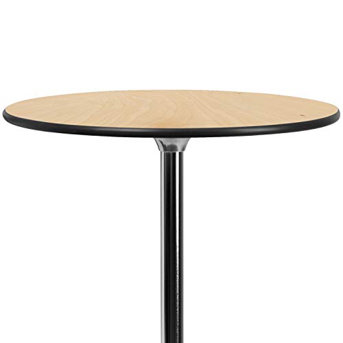 Flash Furniture 30'' Round Wood Cocktail Table with 30'' and 42'' Columns, Beige
