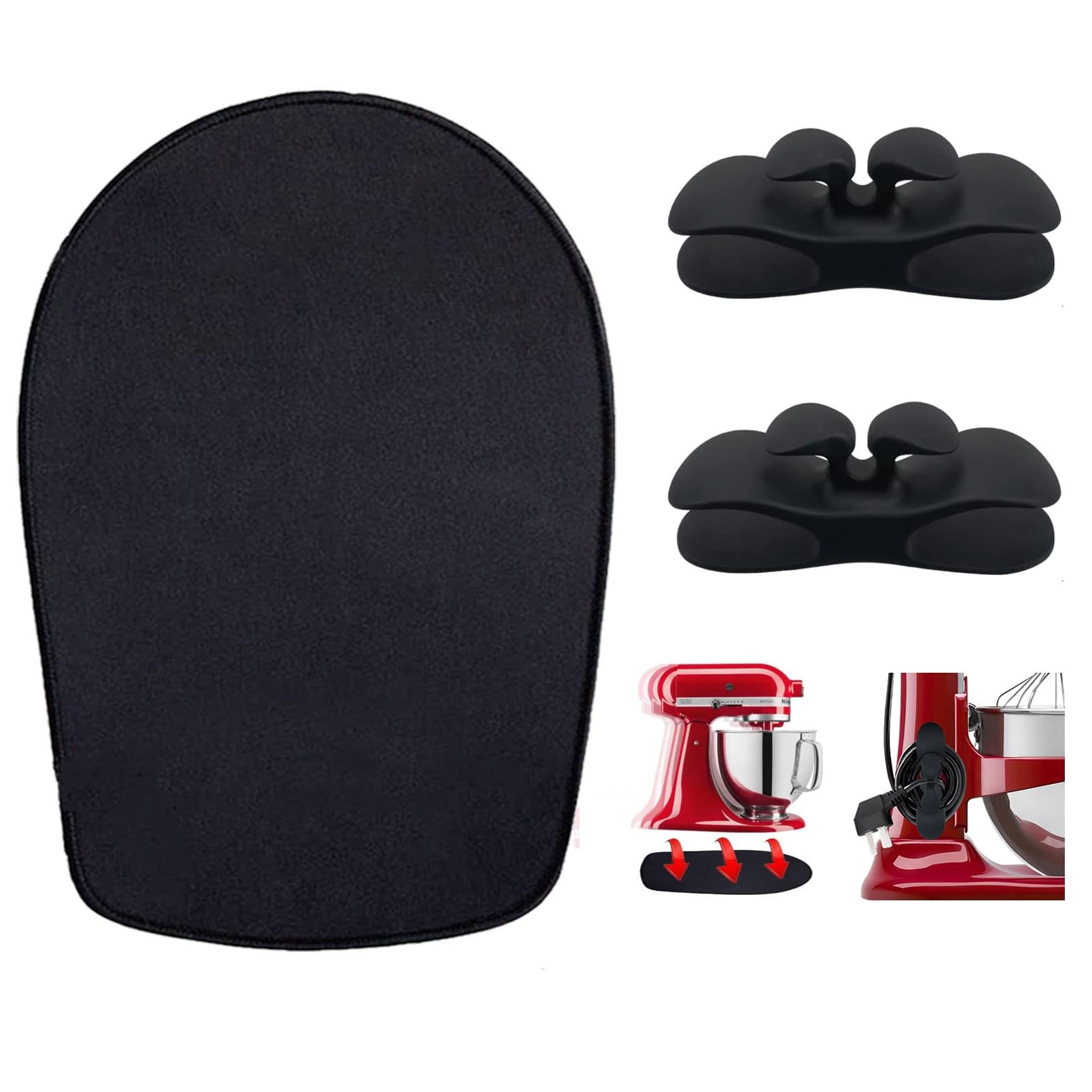 Sliding Mats for Kitchen aid Head Stand Mixer with 2 Black Kitchen Accessories,Mixer Mover Slider Mat Pad for Kitchenaid 4.5-5 Qt Tilt-Head Stand,Kitchen aid Mixers Accessories