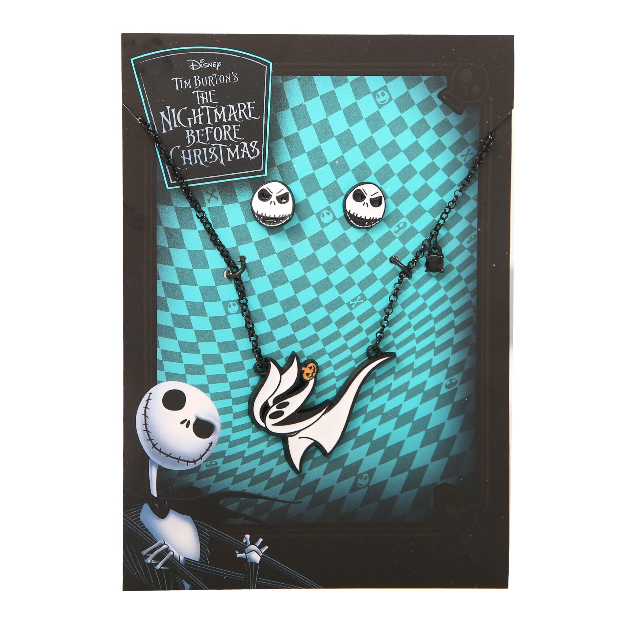 Disney The Nightmare Before Christmas Womens Necklace and Earrings Set - Zero and Jack Jewelry Set - Jewelry Sets for Women