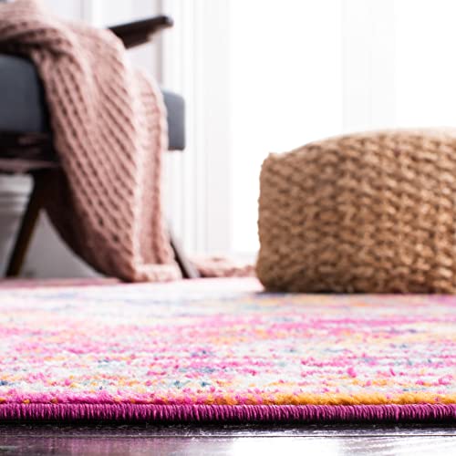 Safavieh Madison Collection 9' x 12' Fuchsia/Gold MAD154R Boho Chic Medallion Non-Shedding Area Rug