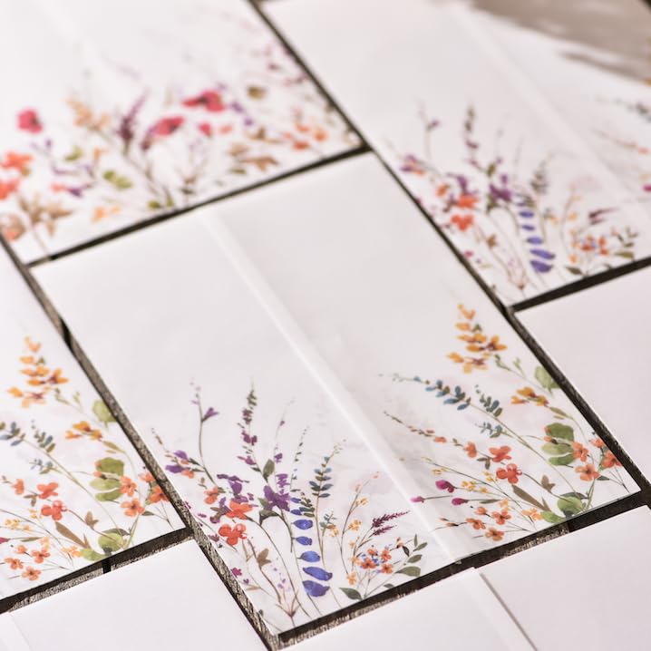 Puremigo 50 Pack Wildflower Printed Pre-Folded Vellum Jackets for 5x7 Invitations - 115GSM Vellum Paper 5x7 Jackets - Vellum Wedding Invitations Wraps - Transparent Wedding Invitations Jacket