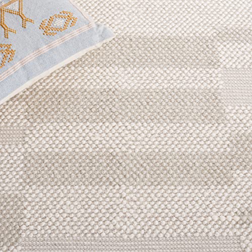 Safavieh Natura Collection 6' x 9' Ivory/Silver NAT225G Modern Contemporary Farmhouse Fringe Wool Area Rug