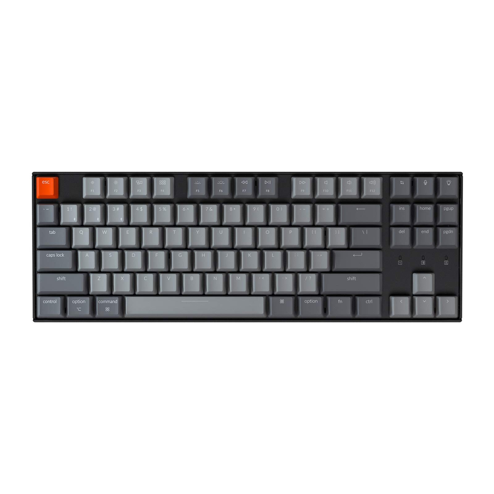 Keychron K8 Hot-swappable Wireless Bluetooth 5.1/Wired USB Mechanical Keyboard with Gateron G Pro Red Switch/White LED Backlit/N-Key Rollover, Tenkeyless 87-Key Computer Keyboard for Mac Windows