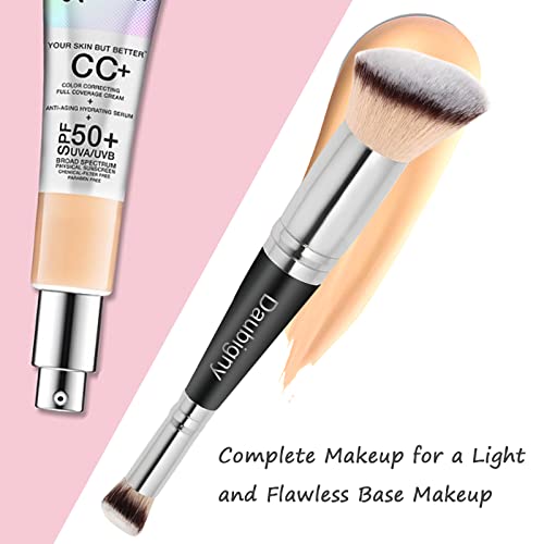 Daubigny Makeup Brushes Dual-ended Angled Foundation Brush Concealer Brush Perfect for Any Look Premium Luxe Hair Rounded Taperd Flawless Brush Ideal for Liquid, Cream, Powder,Blending, Buffing,Concealer