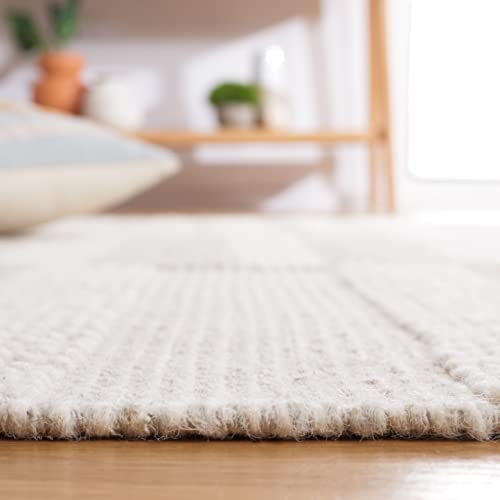 Safavieh Natura Collection 6' x 9' Ivory/Silver NAT225G Modern Contemporary Farmhouse Fringe Wool Area Rug