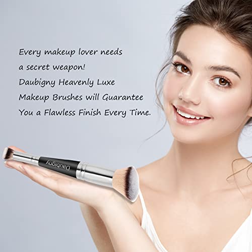Daubigny Makeup Brushes Dual-ended Angled Foundation Brush Concealer Brush Perfect for Any Look Premium Luxe Hair Rounded Taperd Flawless Brush Ideal for Liquid, Cream, Powder,Blending, Buffing,Concealer
