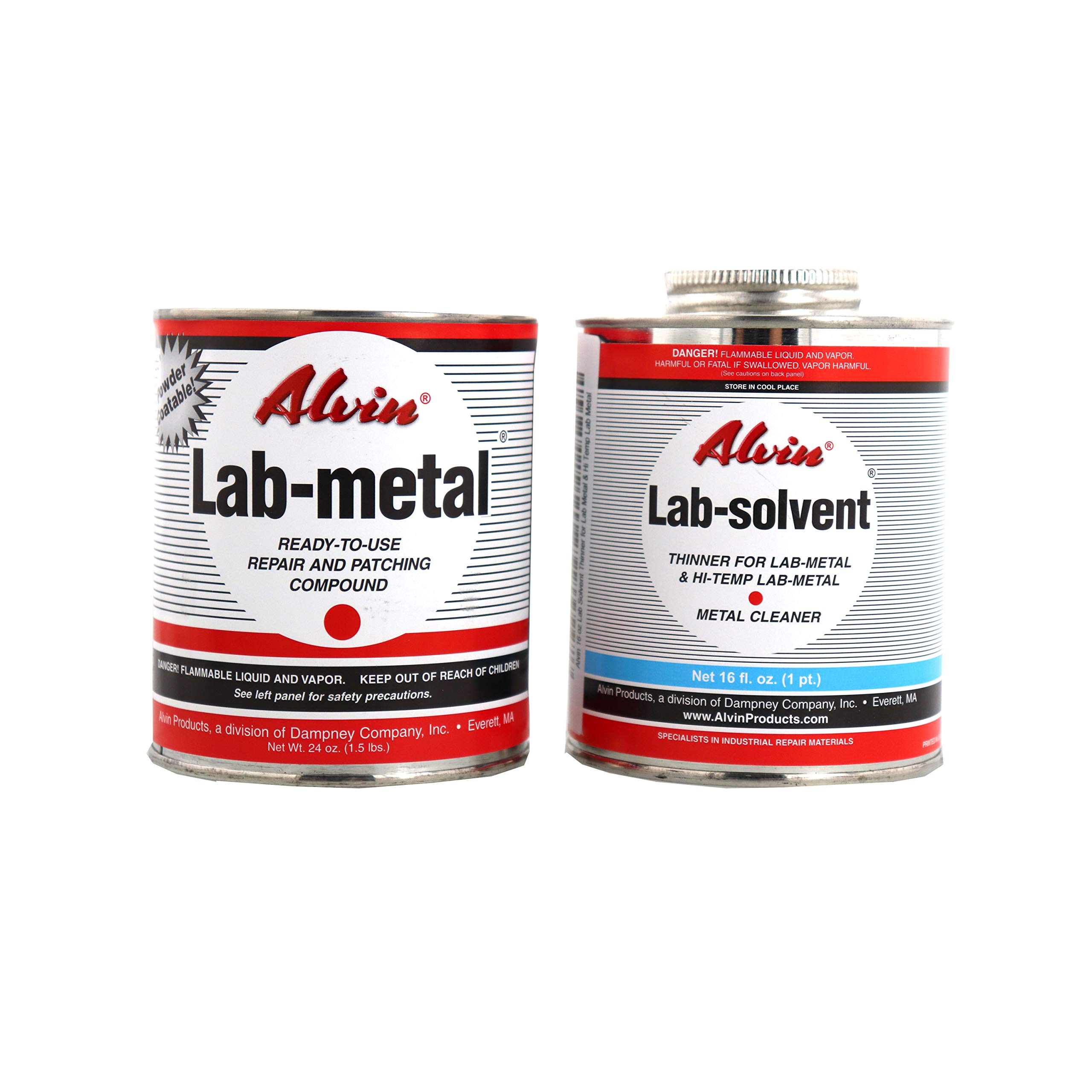 Alvin 24 oz Lab Metal & 16 oz Lab Solvent Kit Putty Dent Filler & Patching Compound Epoxy