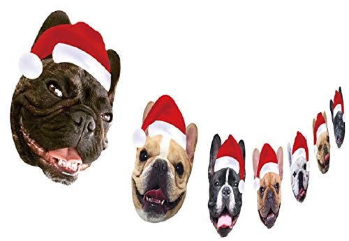 French Bulldog Christmas Garland, Dog Face Christmas Hanging Decorations