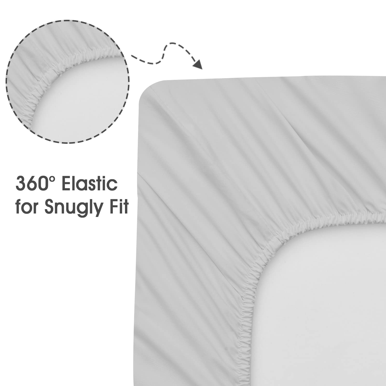 David's Kids 3 Pack Mini Crib Sheets, Ultra Soft Silky Comfy Pack N Play Sheets for Boys Girls Neutral，Universal Fit for Pack N Play, Playard and Mini Crib Mattresses, White & Light Grey & Pink