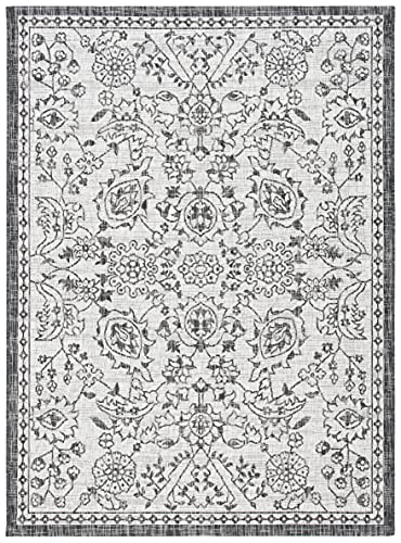 SAFAVIEH Courtyard Collection 9' x 12' Grey/Black CY8968 Indoor/ Outdoor Waterproof Easy-Cleaning Patio Backyard Mudroom Area-Rug
