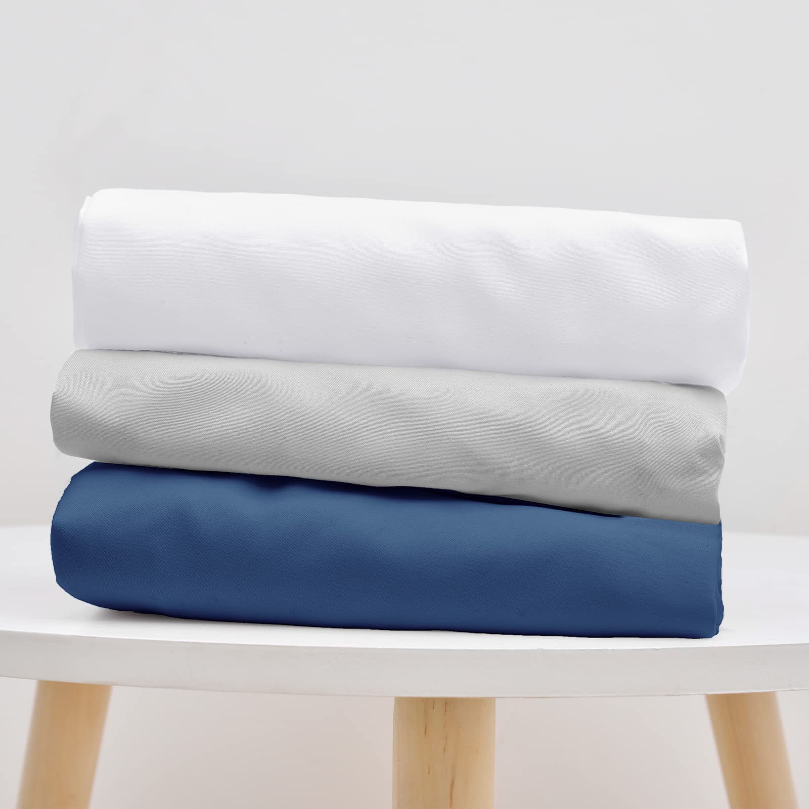 David's Kids 3 Pack Mini Crib Sheets, Ultra Soft Silky Comfy Pack N Play Sheets for Boys Girls Neutral，Universal Fit for Pack N Play, Playard and Mini Crib Mattresses, White & Light Grey & Pink