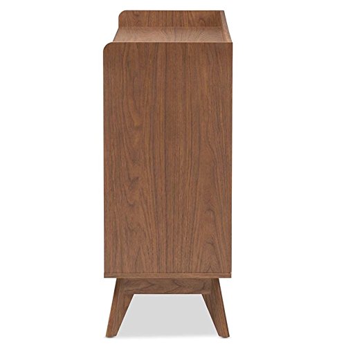 Baxton Studio Brighton 6-Drawer Storage Dresser Mid-Century/White/Walnut Brown/Particle Board/MDF with PU Paper/