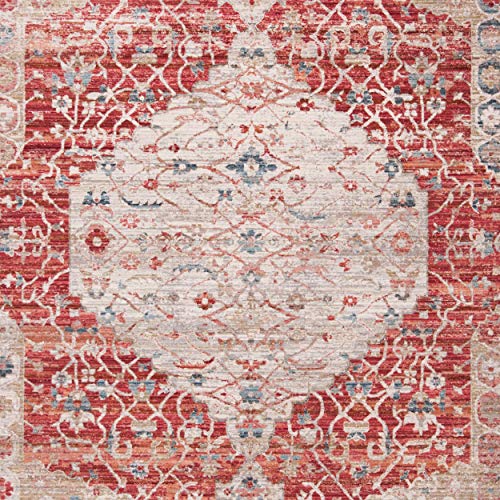 SAFAVIEH Kenitra Collection 10' x 14' Red / Beige KRA661R Vintage Oriental Distressed Area Rug