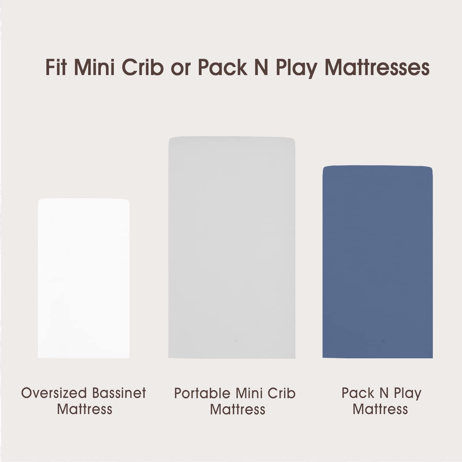 David's Kids 3 Pack Mini Crib Sheets, Ultra Soft Silky Comfy Pack N Play Sheets for Boys Girls Neutral，Universal Fit for Pack N Play, Playard and Mini Crib Mattresses, White & Light Grey & Pink