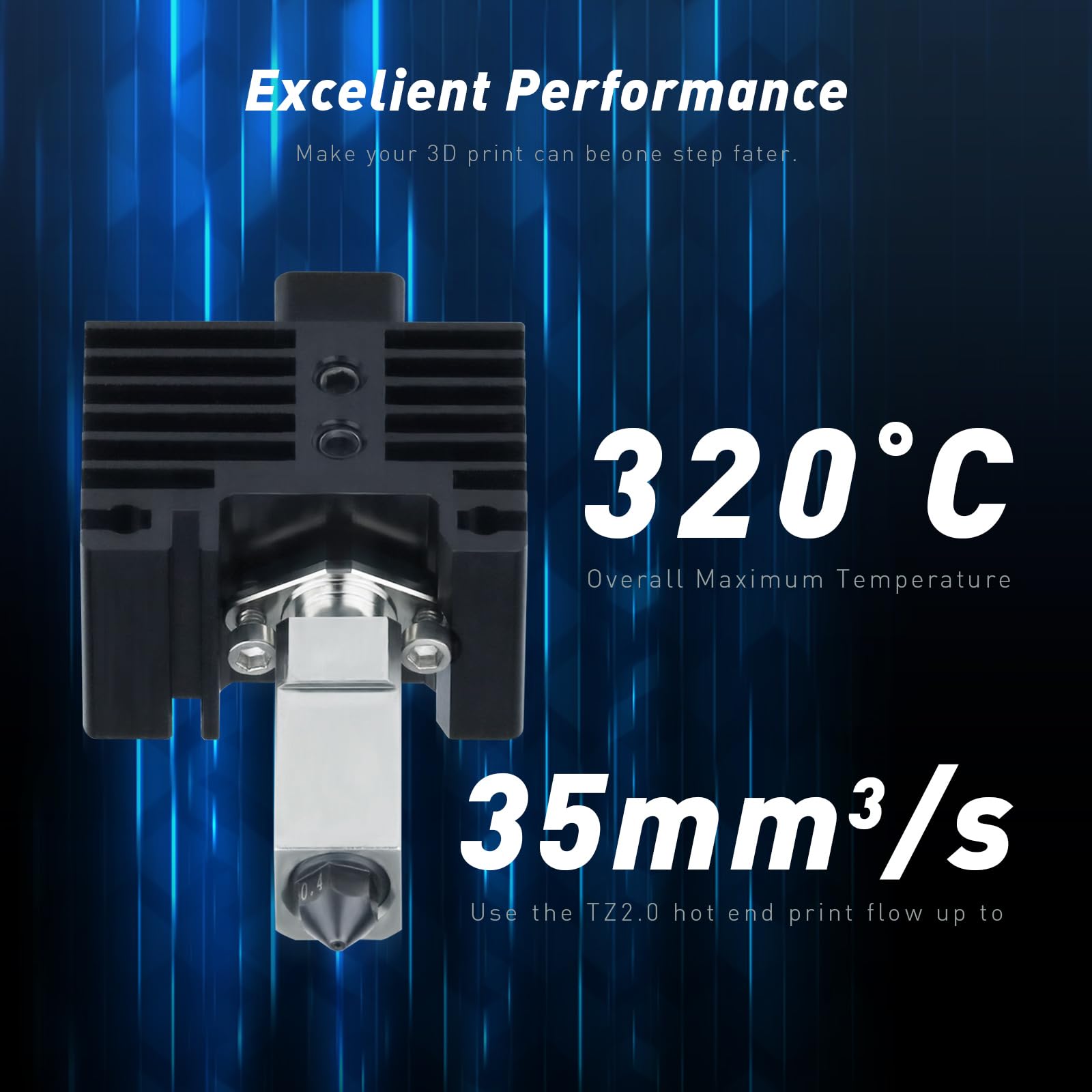 High Temperature Upgraded Lad Hotend with Plated Copper Heater Block Titanium Heatbreak, Extra Hardened Steel Nozzle Compatible with BB X1 Carbon X1-C P1P 3D Printer (Hotend Set Kit A)