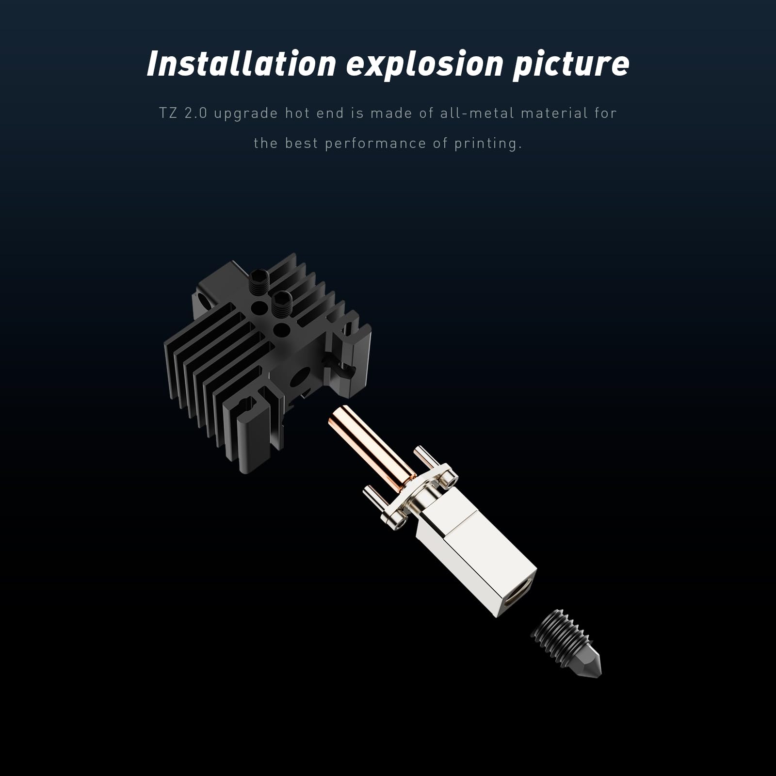 High Temperature Upgraded Lad Hotend with Plated Copper Heater Block Titanium Heatbreak, Extra Hardened Steel Nozzle Compatible with BB X1 Carbon X1-C P1P 3D Printer (Hotend Set Kit A)