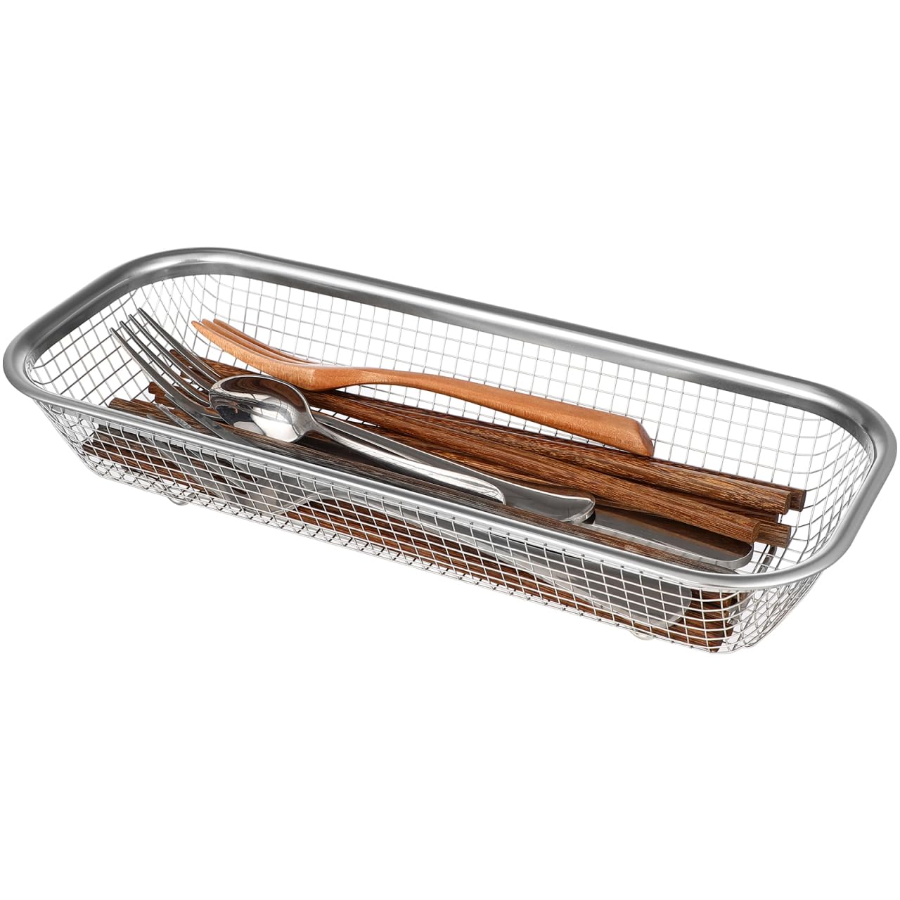 Cabilock Dishwasher Silverware Cutlery Basket Stainless Steel Flatware Drying Rack Countertop Utensil Holder Caddy Silver A