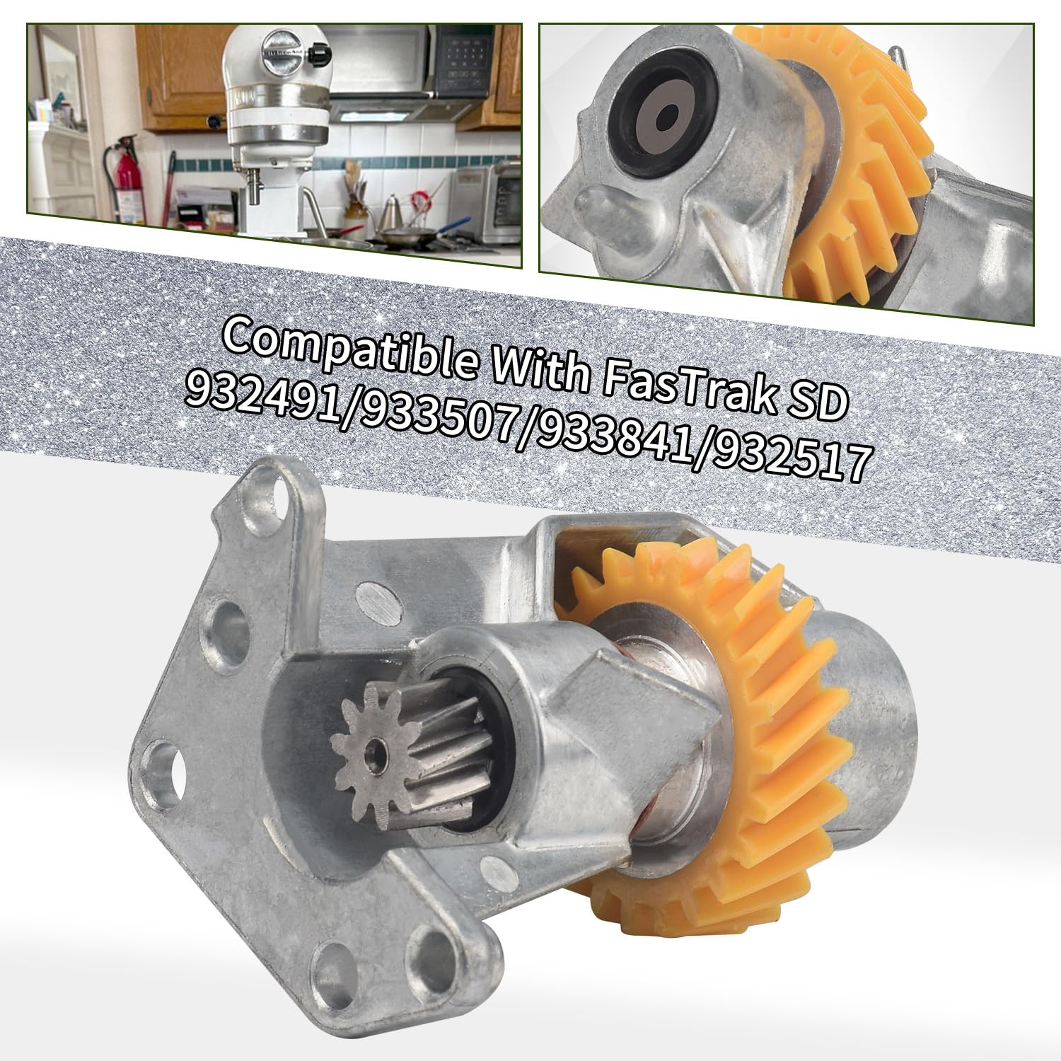 WP240309-2 240309-2 Worm Drive Gear & Bracket Kit for KitchenAid Stand Mixer EA734273 PS734273 AH734273 4162100 4162101 4169907 4169941 4170007 4176130 949544