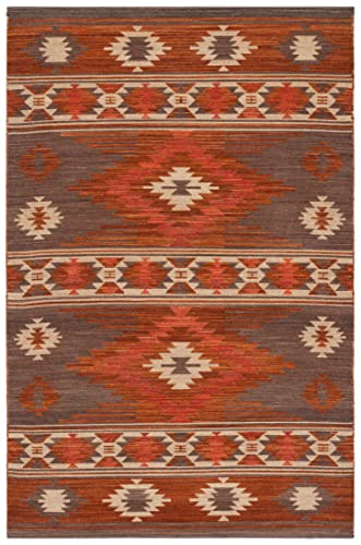 Safavieh Kilim Collection 8' x 10' Brown/Dark Grey KLM331T Handmade Tribal Southwestern Boho Rustic Wool Area Rug
