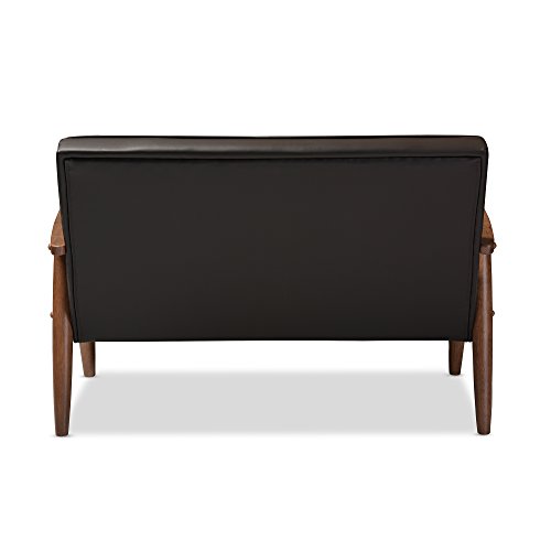 Baxton Studio BBT8013-Brown Loveseat Love Seats, Brown